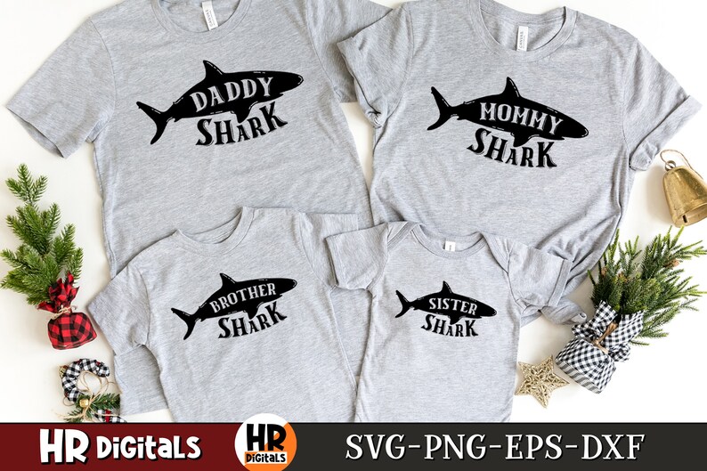 Matching Shark Family SVG Bundle Daddy Mommy Baby Brother - Etsy