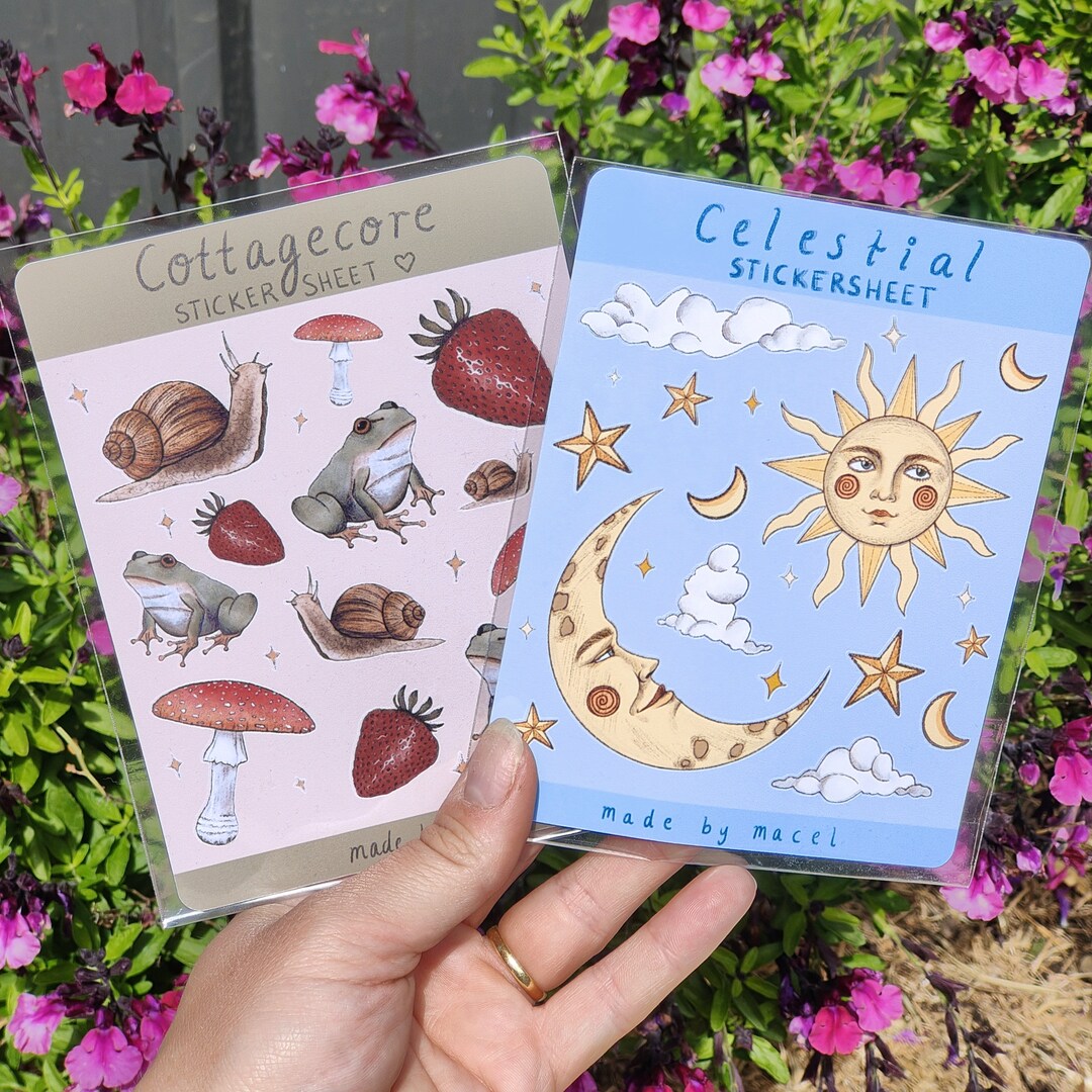 Cottagecore & Celestial Sticker Sheets - Etsy UK