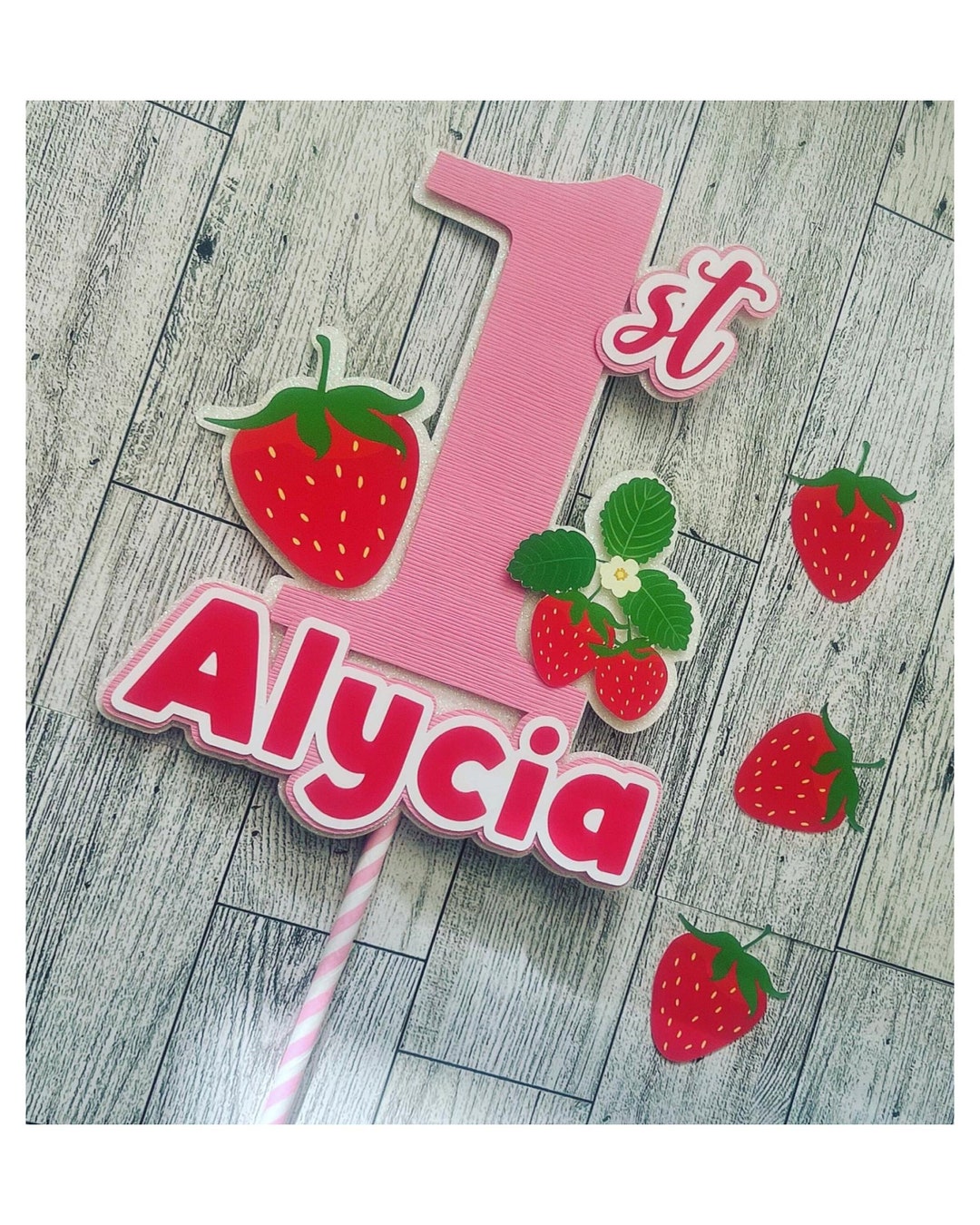 My Berry First Birthday Cake Topper, Strawberry Cake Topper, 1st ...