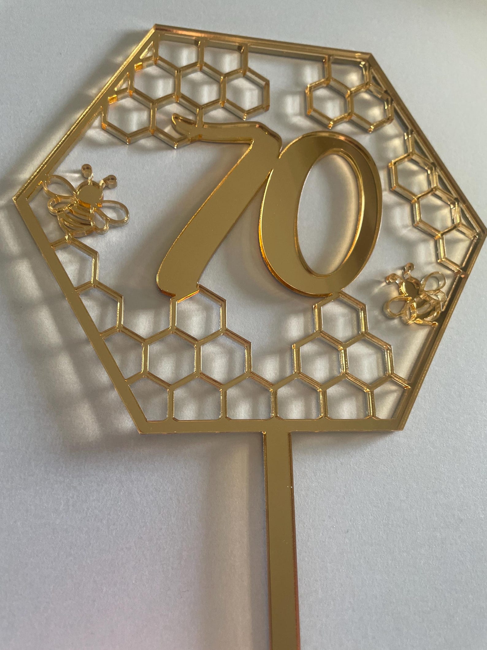 Bee Gold Acrylic Topper. Personalised Honeycomb Topper - Etsy UK