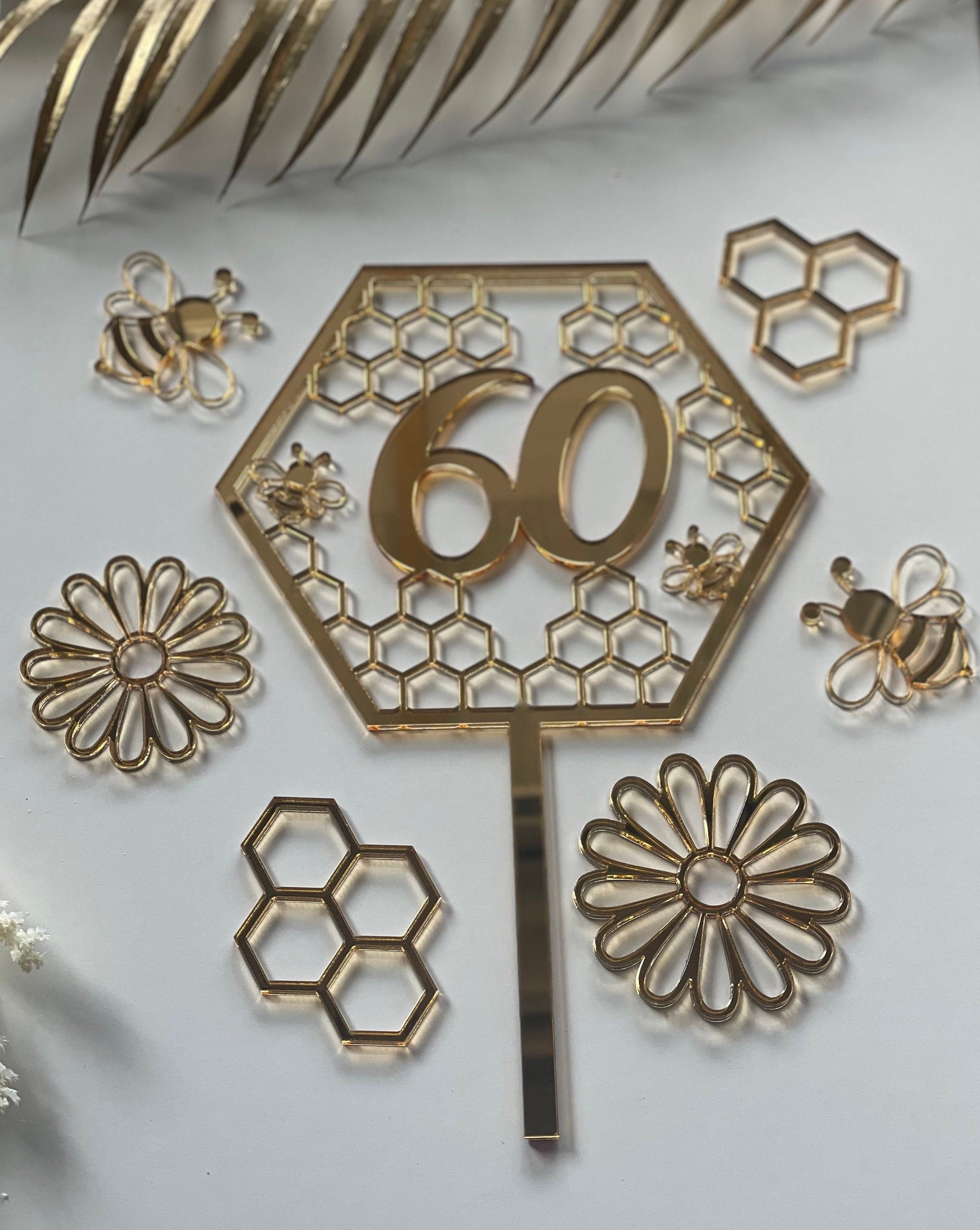 Bee Gold Acrylic Topper. Personalised Honeycomb Topper - Etsy UK