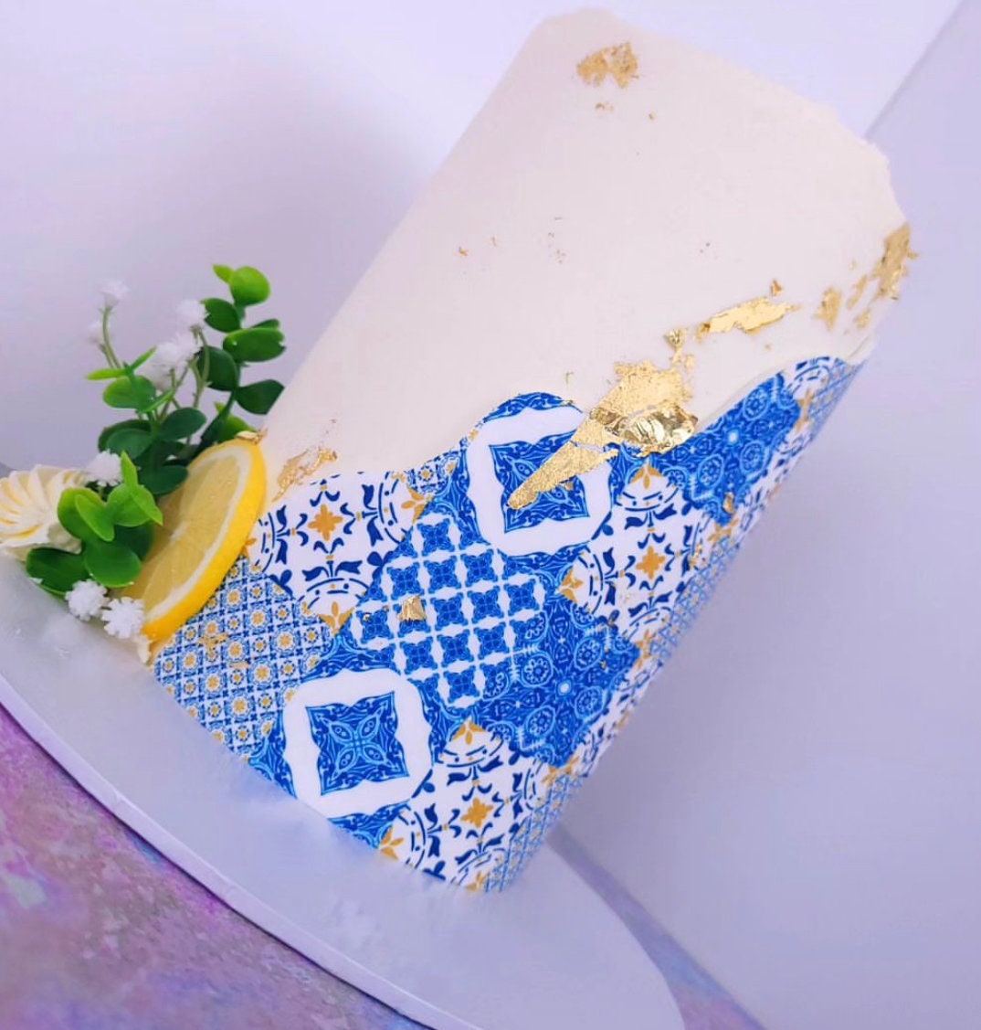 Mediterranean Mosaic Tiles. Edible Icing. Cake Wrap. - Etsy UK