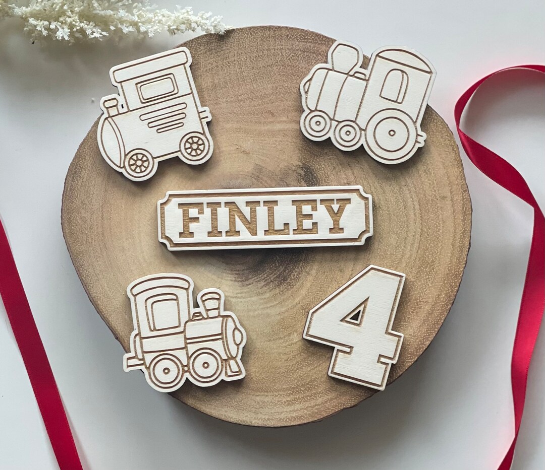 Kids Wooden Train Cake Topper Set. Cake Charms. Train Theme Cake ...
