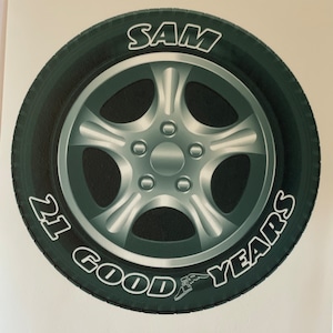 Personalised Tyre Edible Cake Topper. Edible Tyre / Wheel Cake Toppers ...