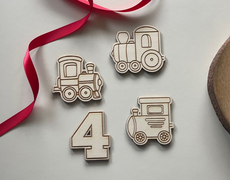 Kids Wooden Train Cake Topper Set. Cake Charms. Train Theme Cake ...