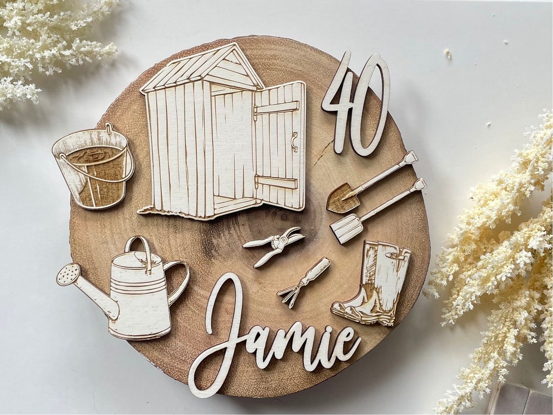 Gardening Theme Cake Topper Set. Wooden Garden Shed Topper Set. - Etsy UK