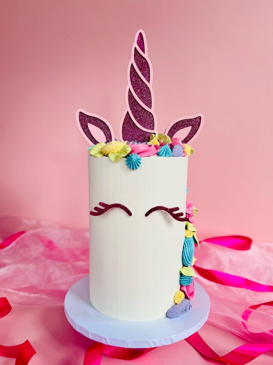 Unicorn Cake Topper Set. Acrylic Unicorn Horn Ears and Eye Topper. - Etsy