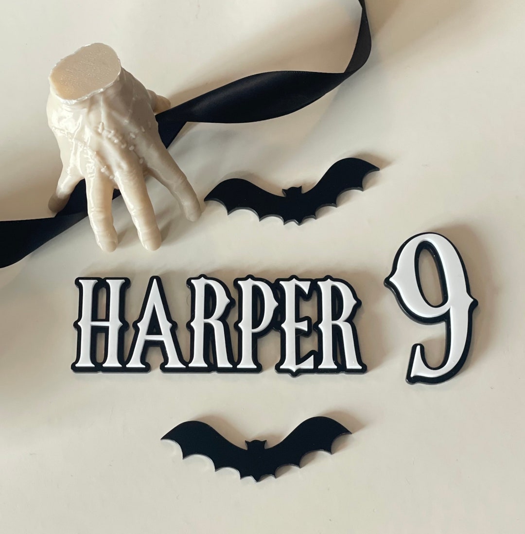 Wednesday Cake Topper. Acrylic Black and White Wednesday Cake Charms ...