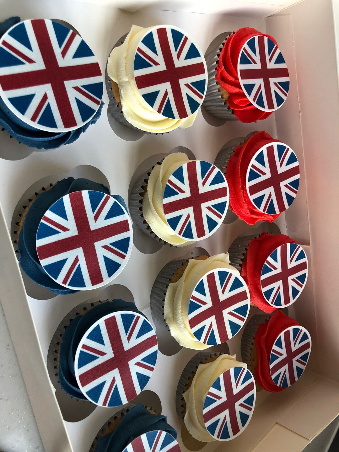 Union Jack Edible Cupcake Toppers. Wafer Paper Cupcake Toppers. Edible ...