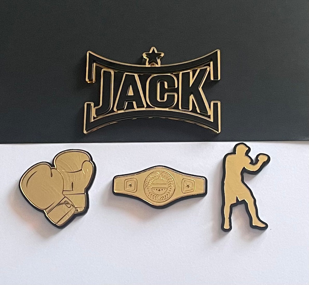 Gold Acrylic Boxing Cake Topper Set. Mini Charms. Black and Gold ...