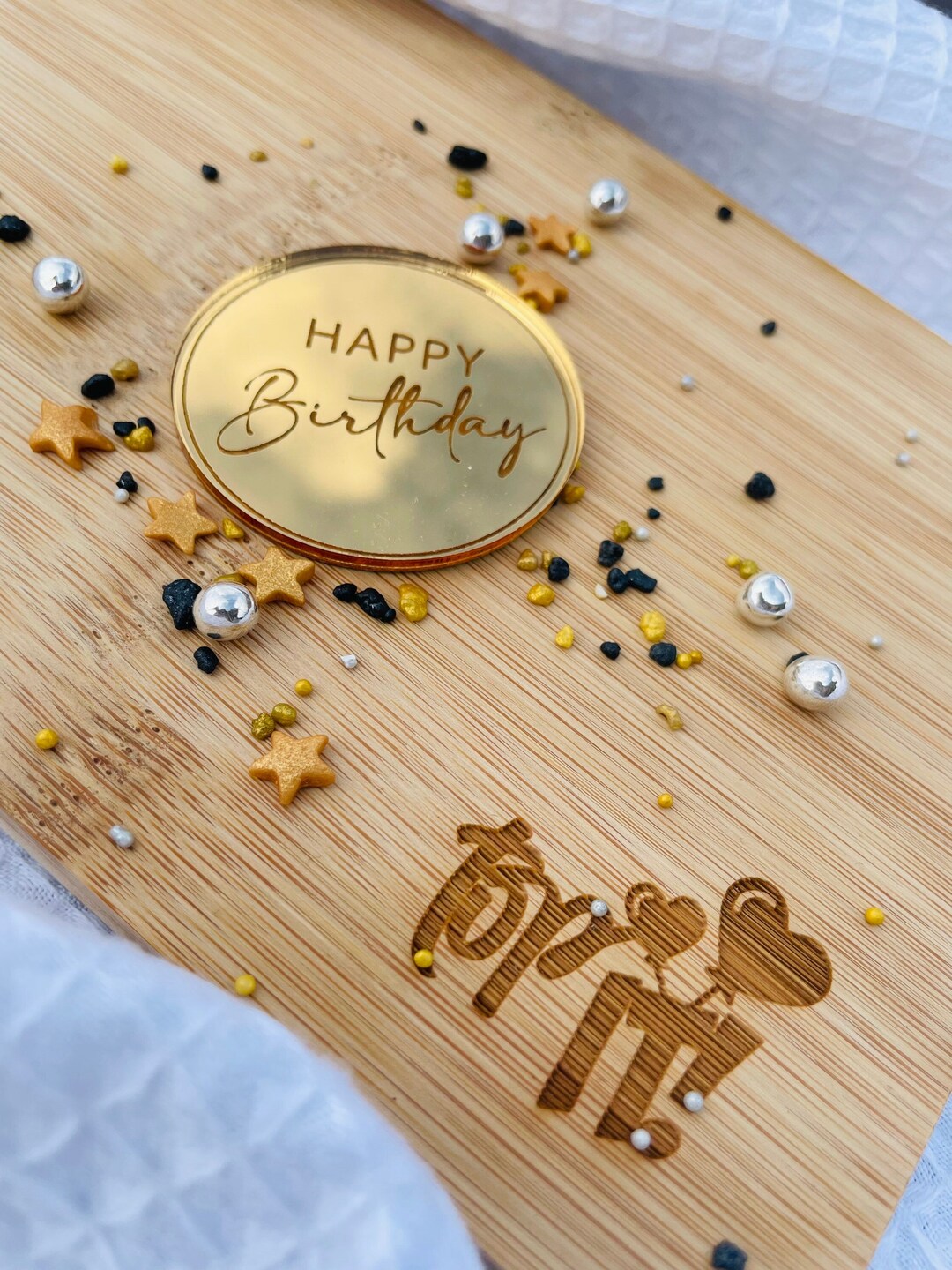 Happy Birthday Mini Disc Topper. Mirror Gold Acrylic Cake - Etsy