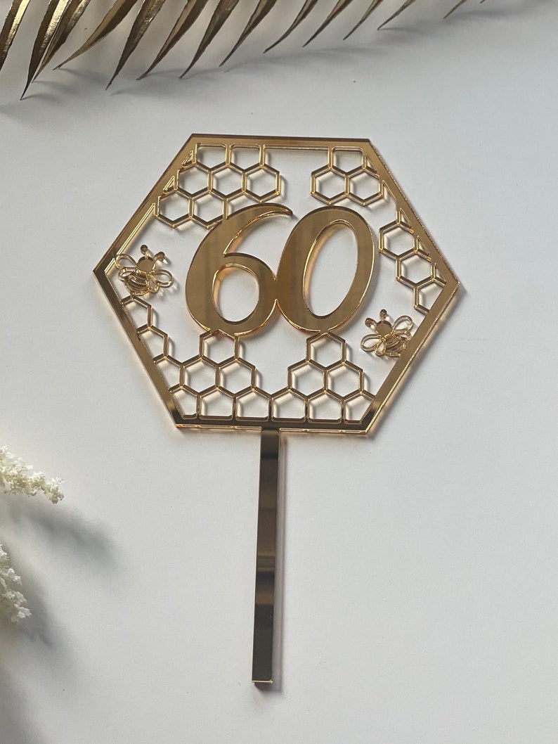 Bee Gold Acrylic Topper. Personalised Honeycomb Topper - Etsy UK