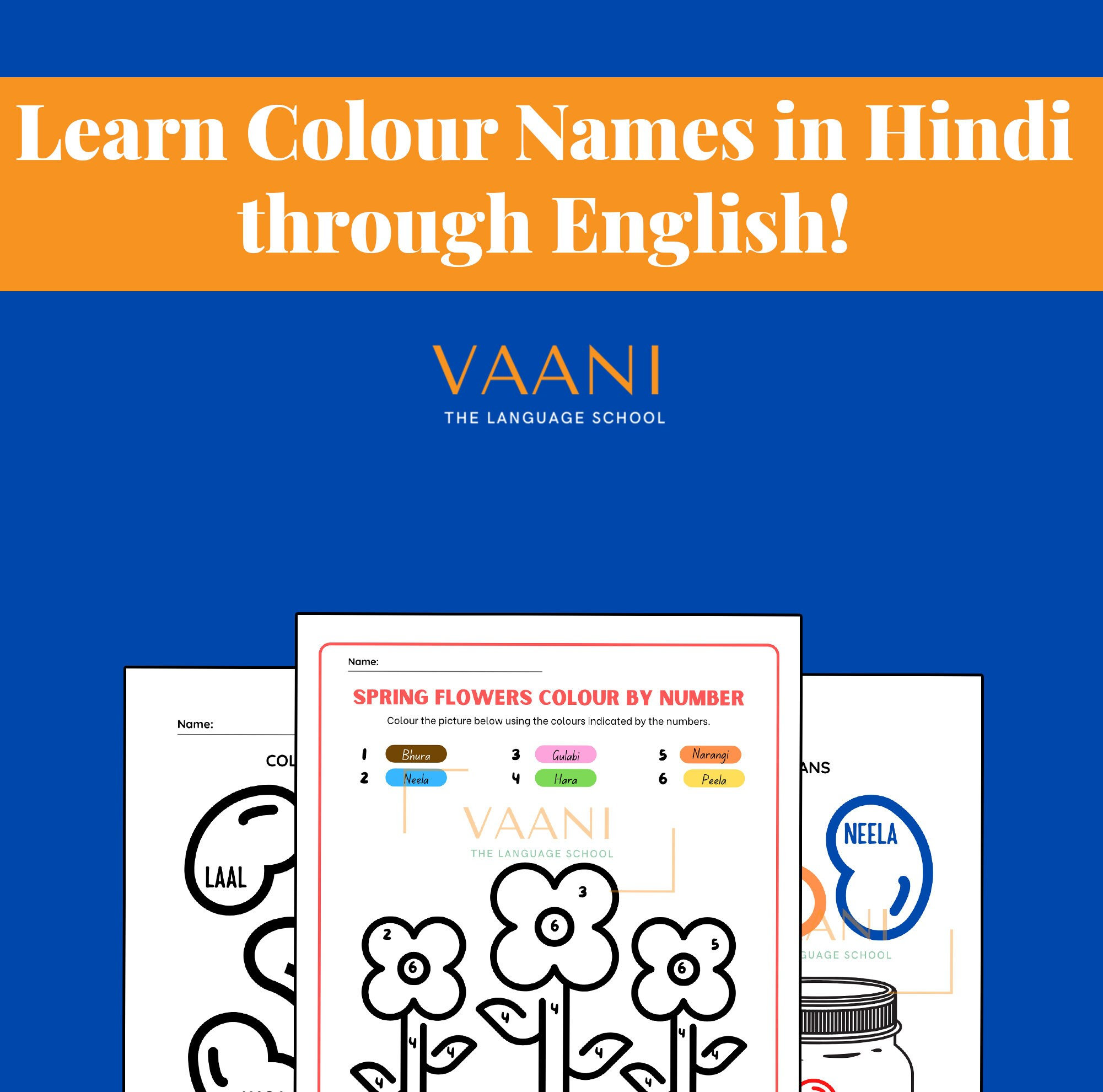 Hindi Printable Colours Worksheet Learn Hindi Colour Names | Etsy