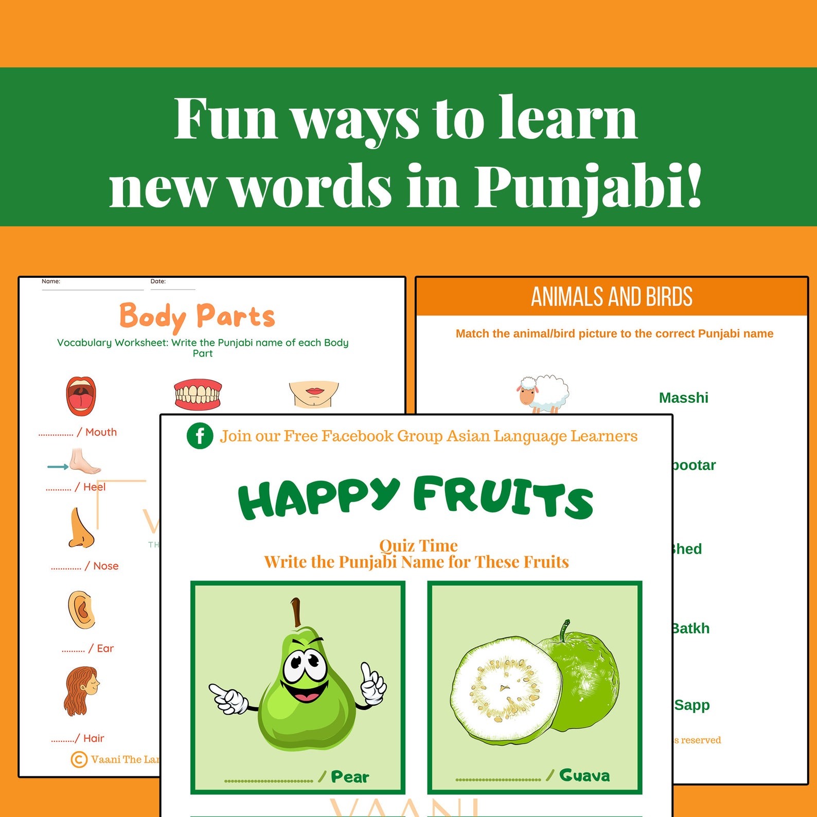 Punjabi Printable Worksheet - Learn Punjabi Through English ...