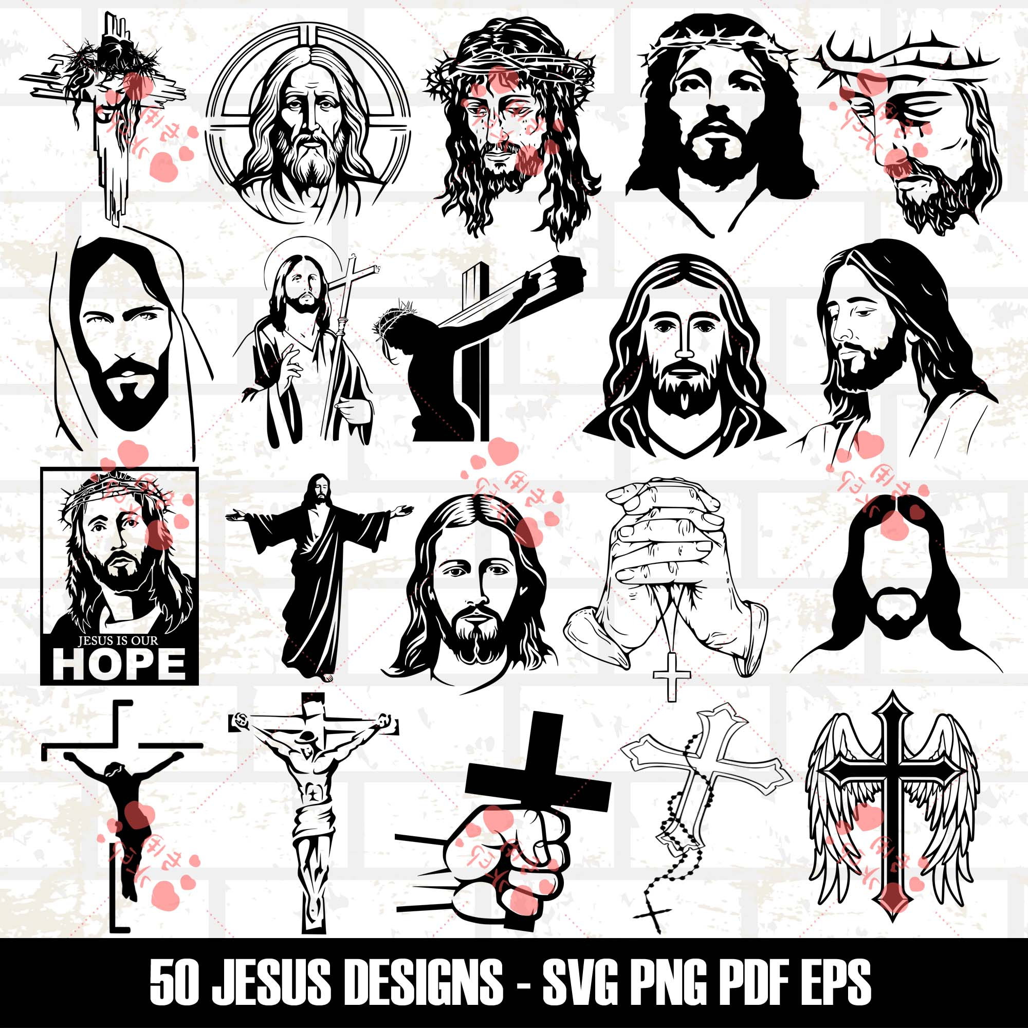 Jesus Svg Collection, 50 Designs, Jesus Christ, Jesus Silhouette, Jesus ...