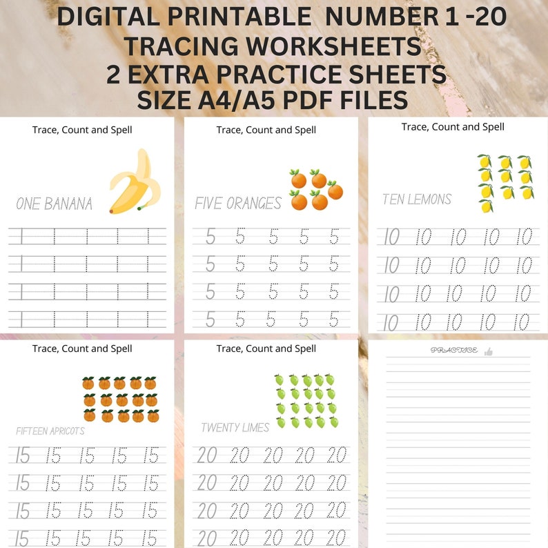 Number Tracing Worksheets / Pre-schoolers & Kindergarten/ Math ...