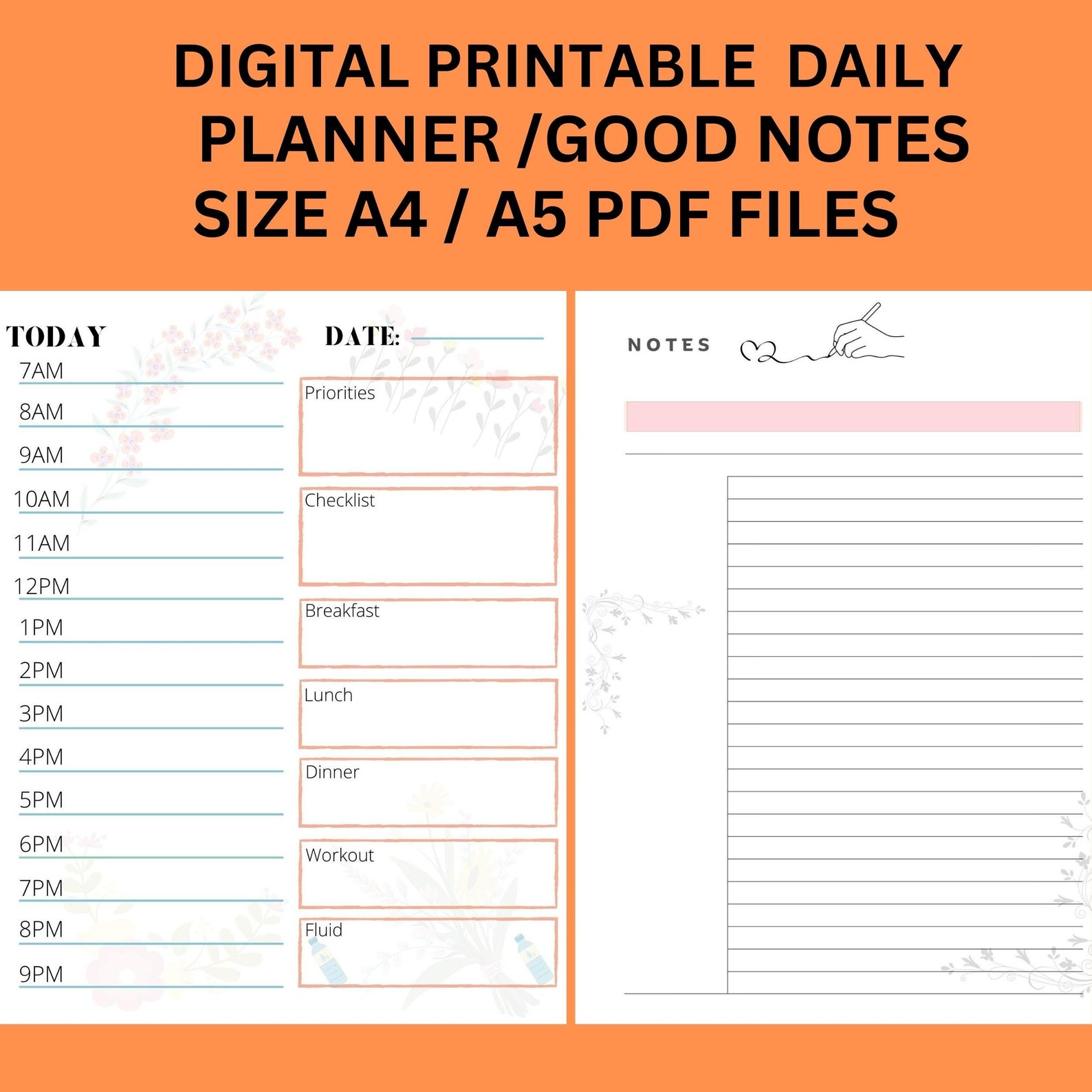 Printable Daily Planner, Productivity Planner, Digital Organiser ...