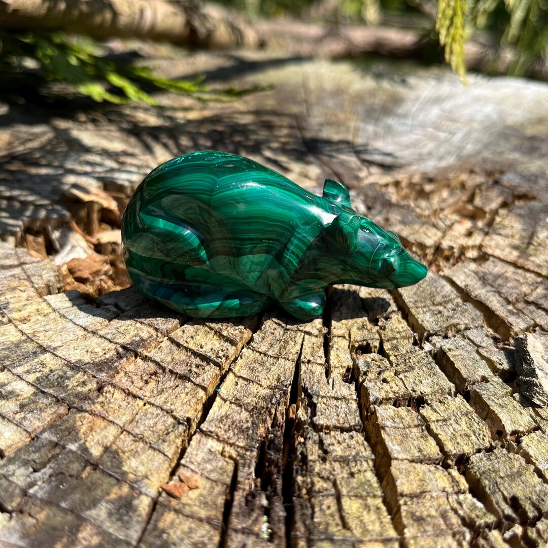 Malachite Crystal Rat, Mined and Carved in the DRC | Mouse Carving - Etsy