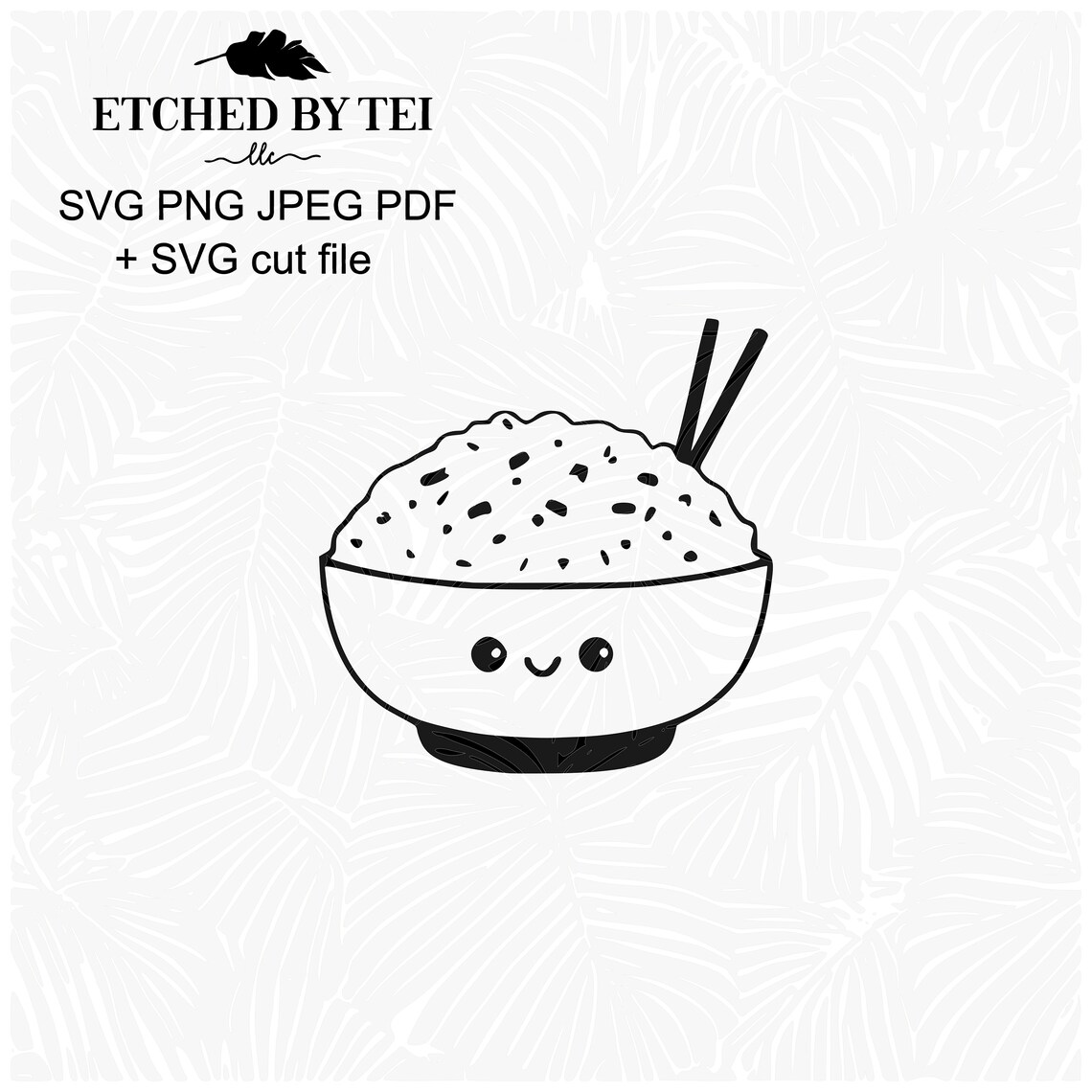 Rice Bowl Kawaii Icon SVG PNG JPEG - Etsy