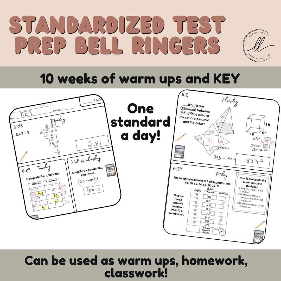 6th Grade Math Bell Ringers | Spiral Review, Test Prep (PDF Download ...