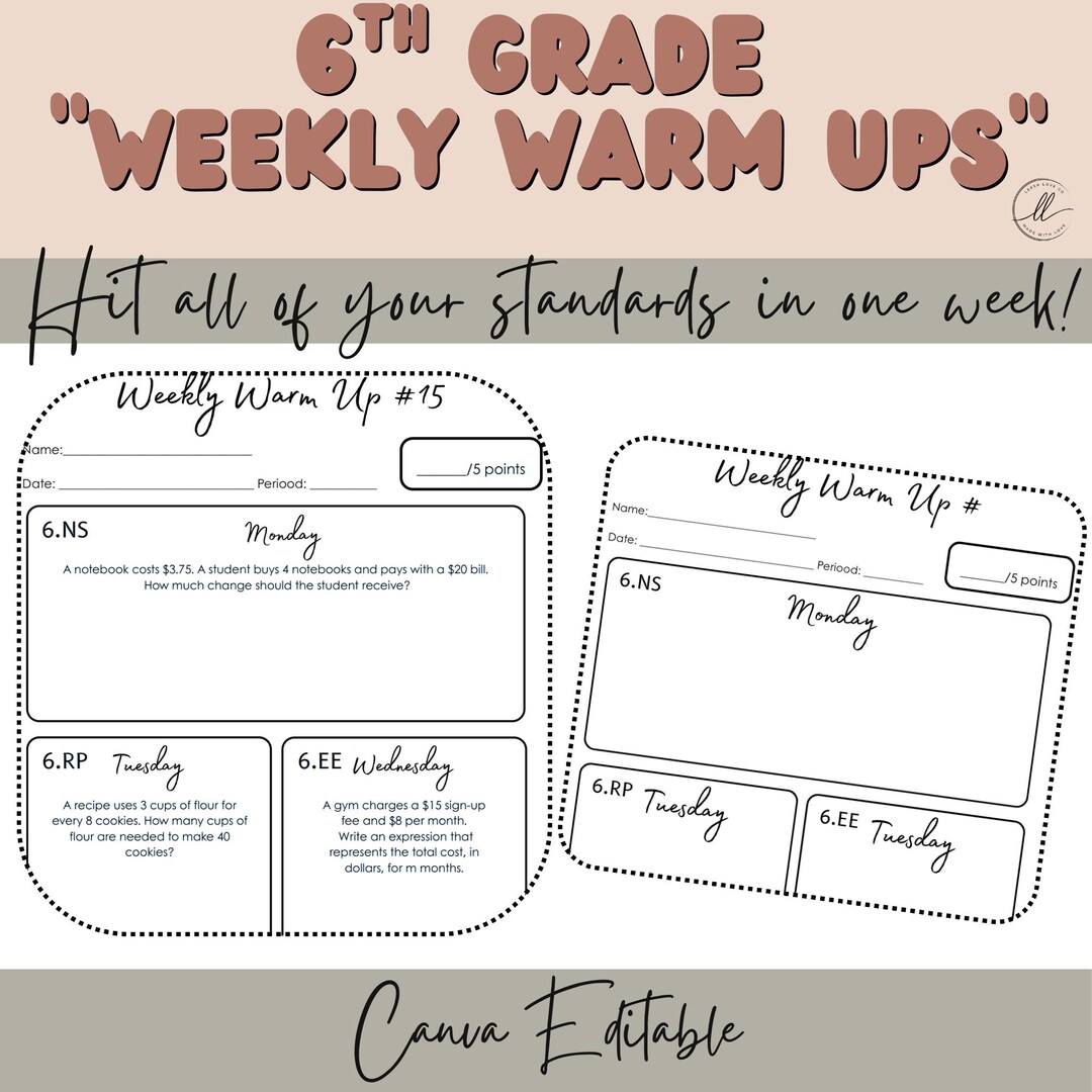 Math Bell Ringer Template | Canva Editable | Morning Work - Etsy