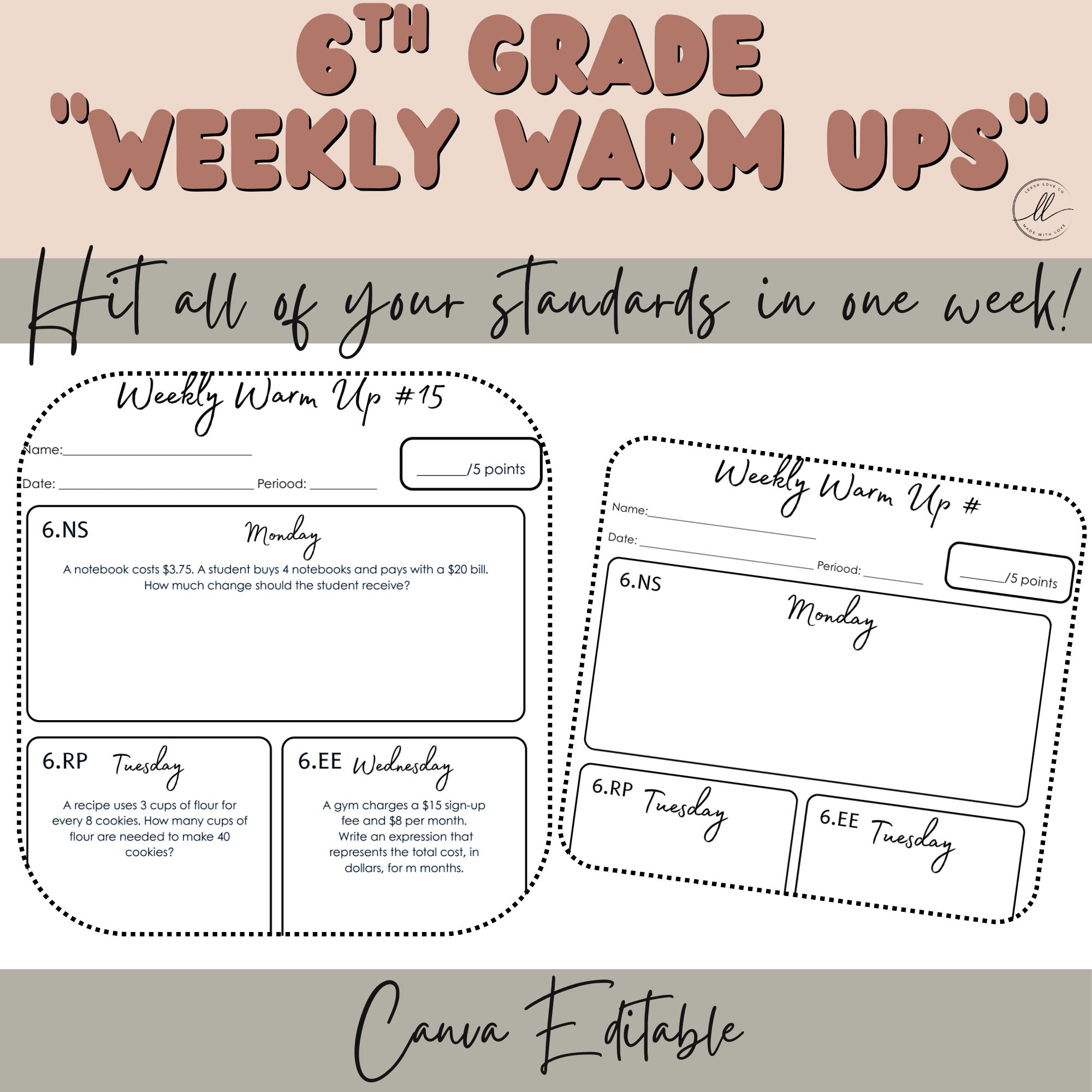 Math Bell Ringer Template | Canva Editable | Morning Work - Etsy
