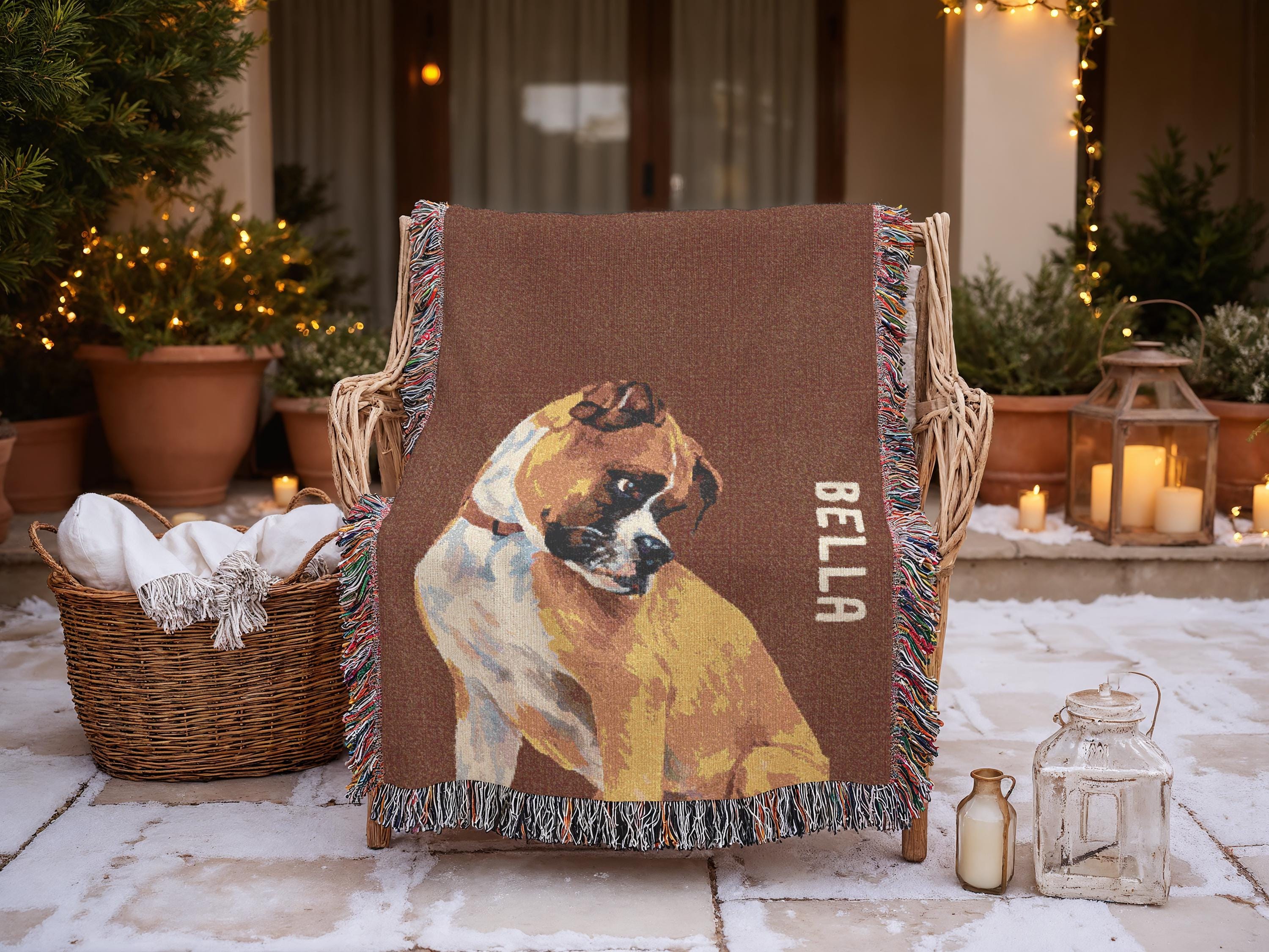 Custom Woven Pet Portrait Blanket - Gifts for Pet Lovers, 100% Cotton ...