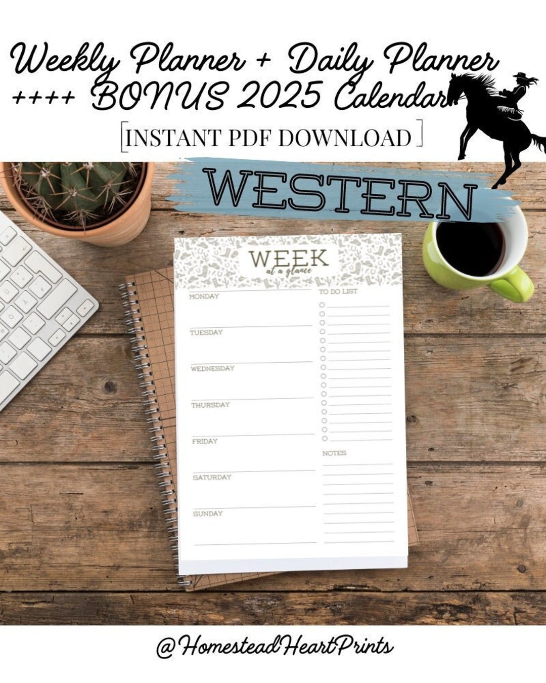 Weekly Daily Planner, Printable, Bundle, Weekly to Do List, Desk ...