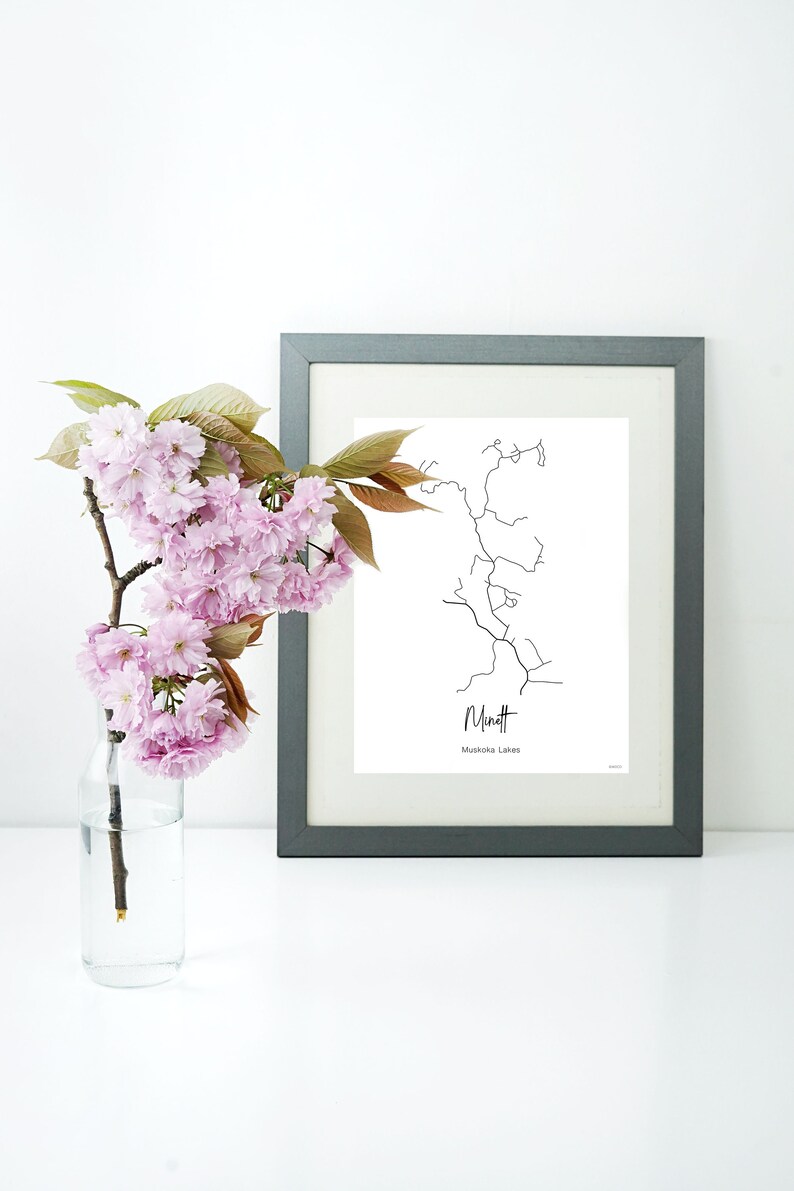 Minett Map, Muskoka Lakes Ontario, Lake Rosseau, Cottage Gift, Muskoka ...