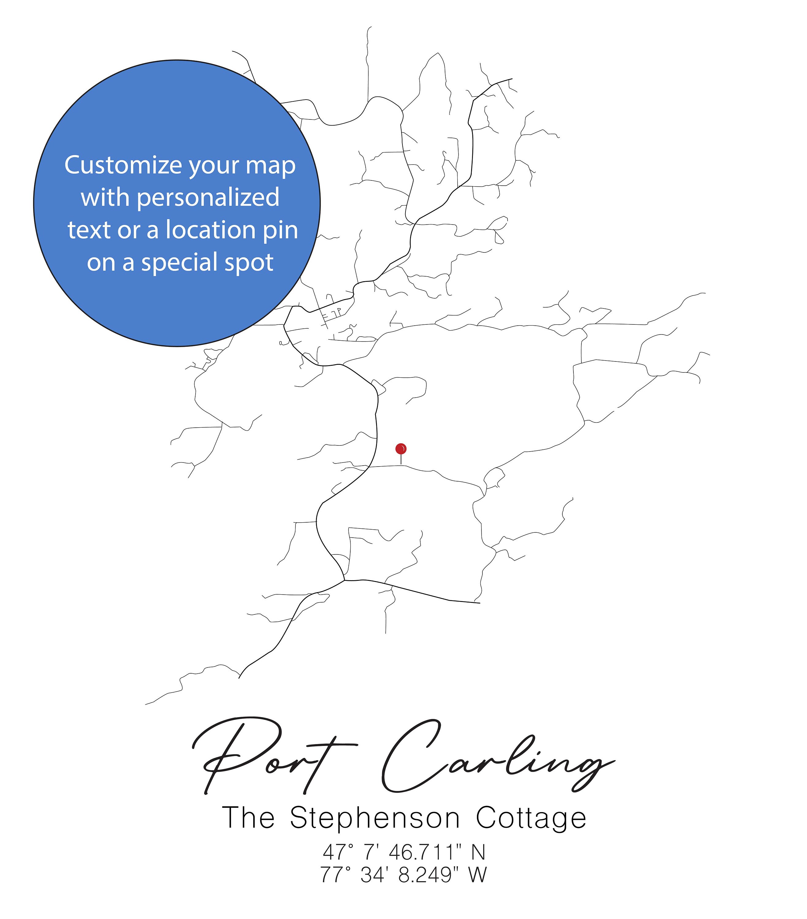 Port Carling Map, Customizable Map, Muskoka Lakes, Map Print, Lake ...