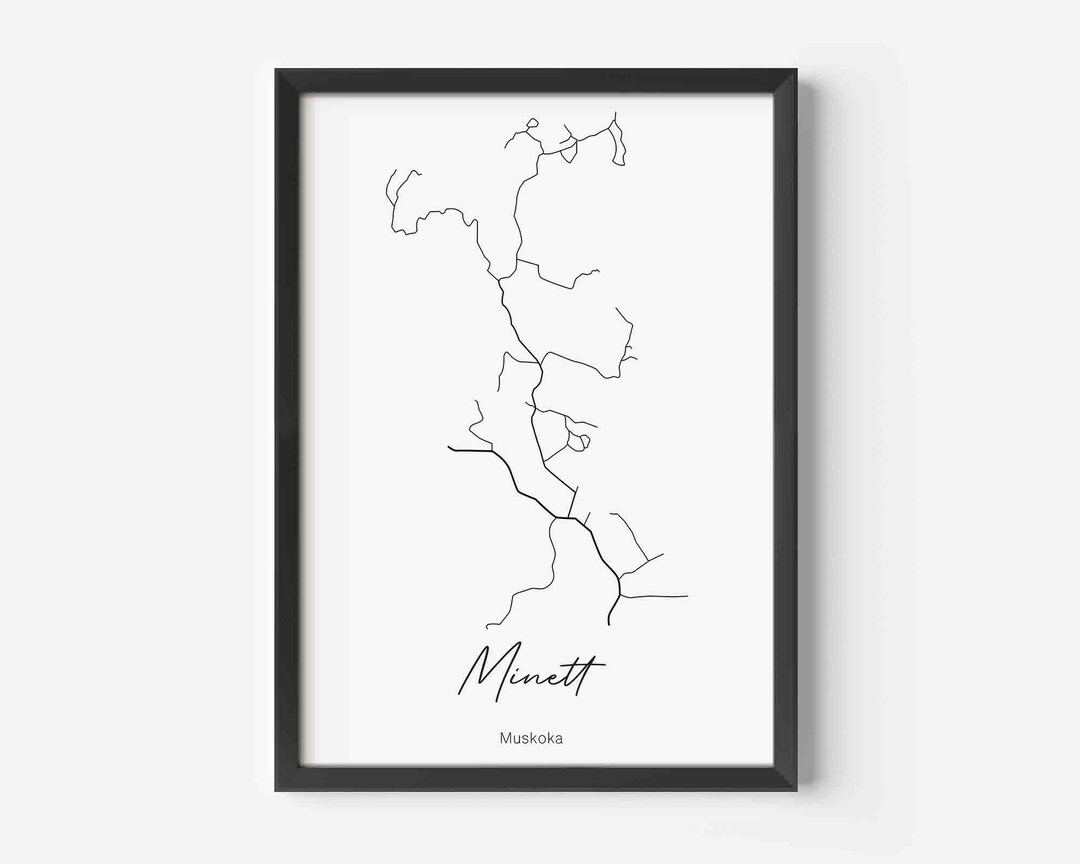 Minett Map, Muskoka Lakes Ontario, Lake Rosseau, Cottage Gift, Muskoka ...
