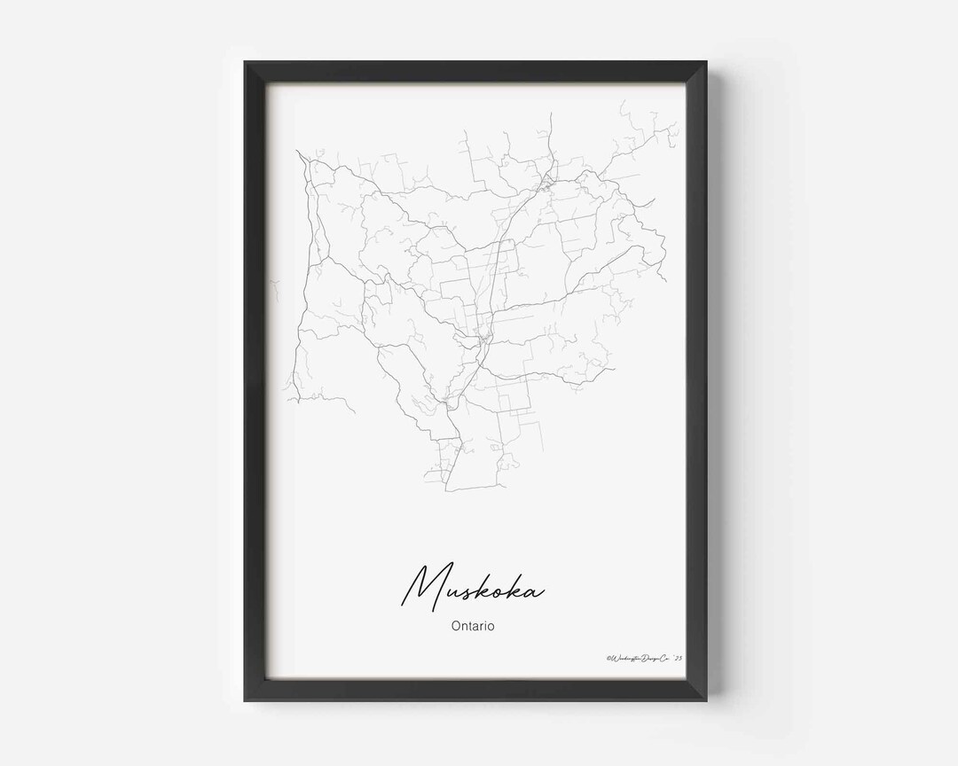 Muskoka Map, Muskoka Home Decor, Muskoka Art, Muskoka Wall Art, - Etsy