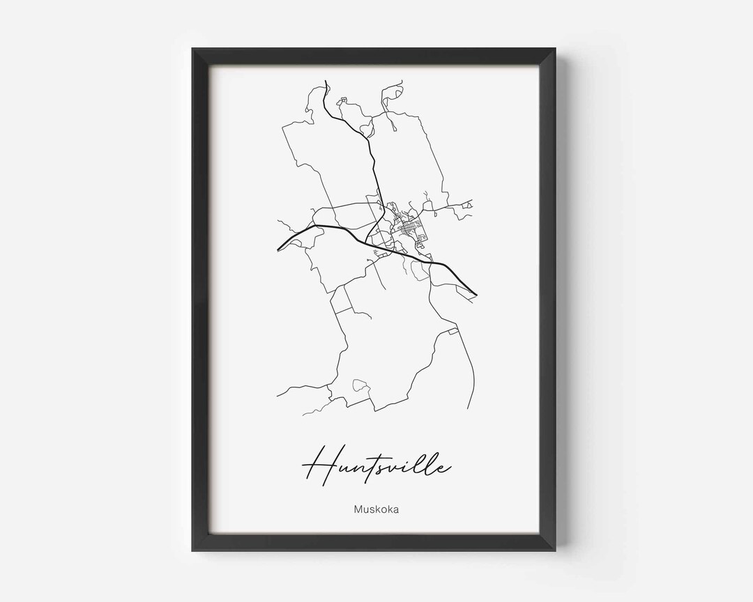Huntsville Map, Customizable Muskoka Map, Muskoka Ontario, Cottage Gift ...