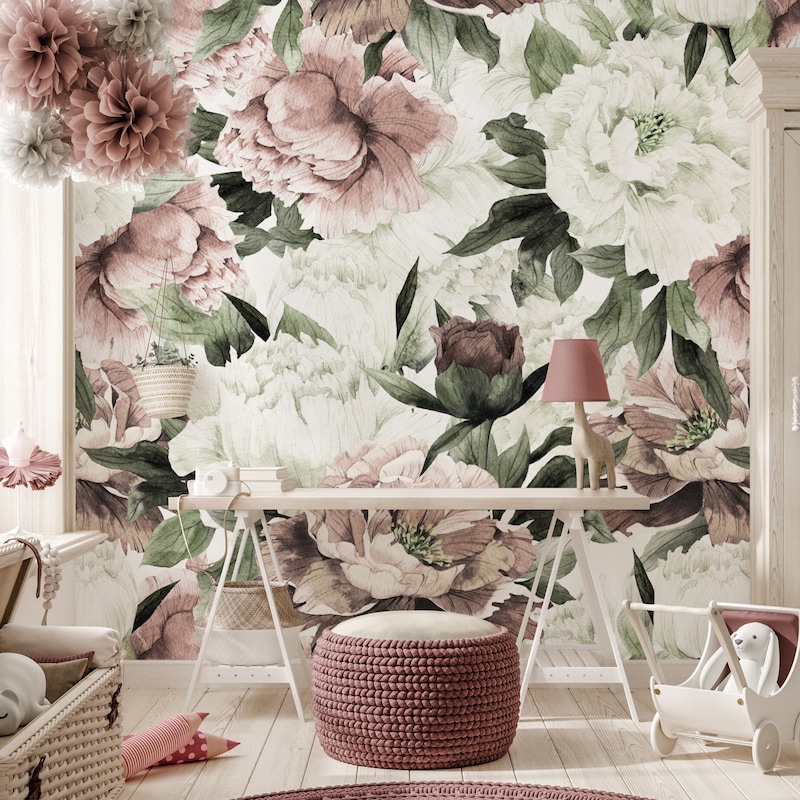 Large Floral Wallpaper - Etsy