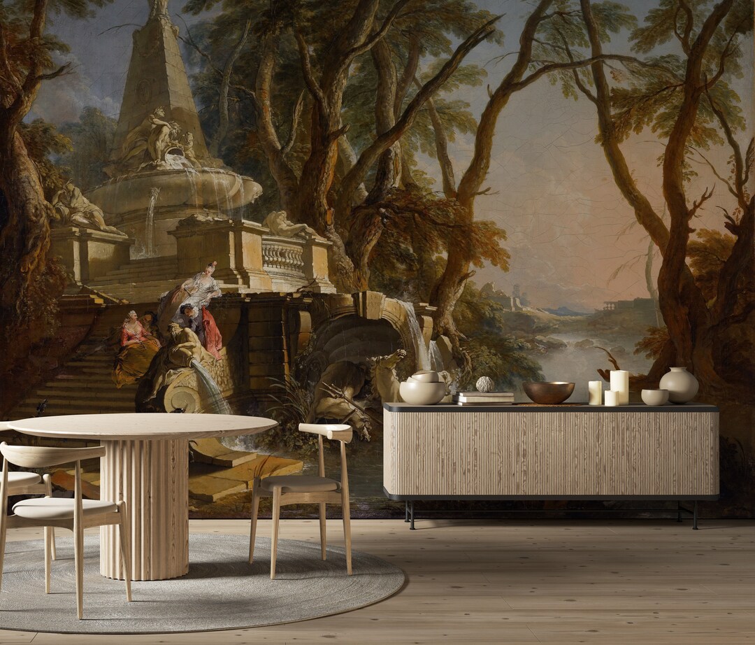 Landscape Wallpaper Peel and Stick, Vintage Historical Wall Mural ...