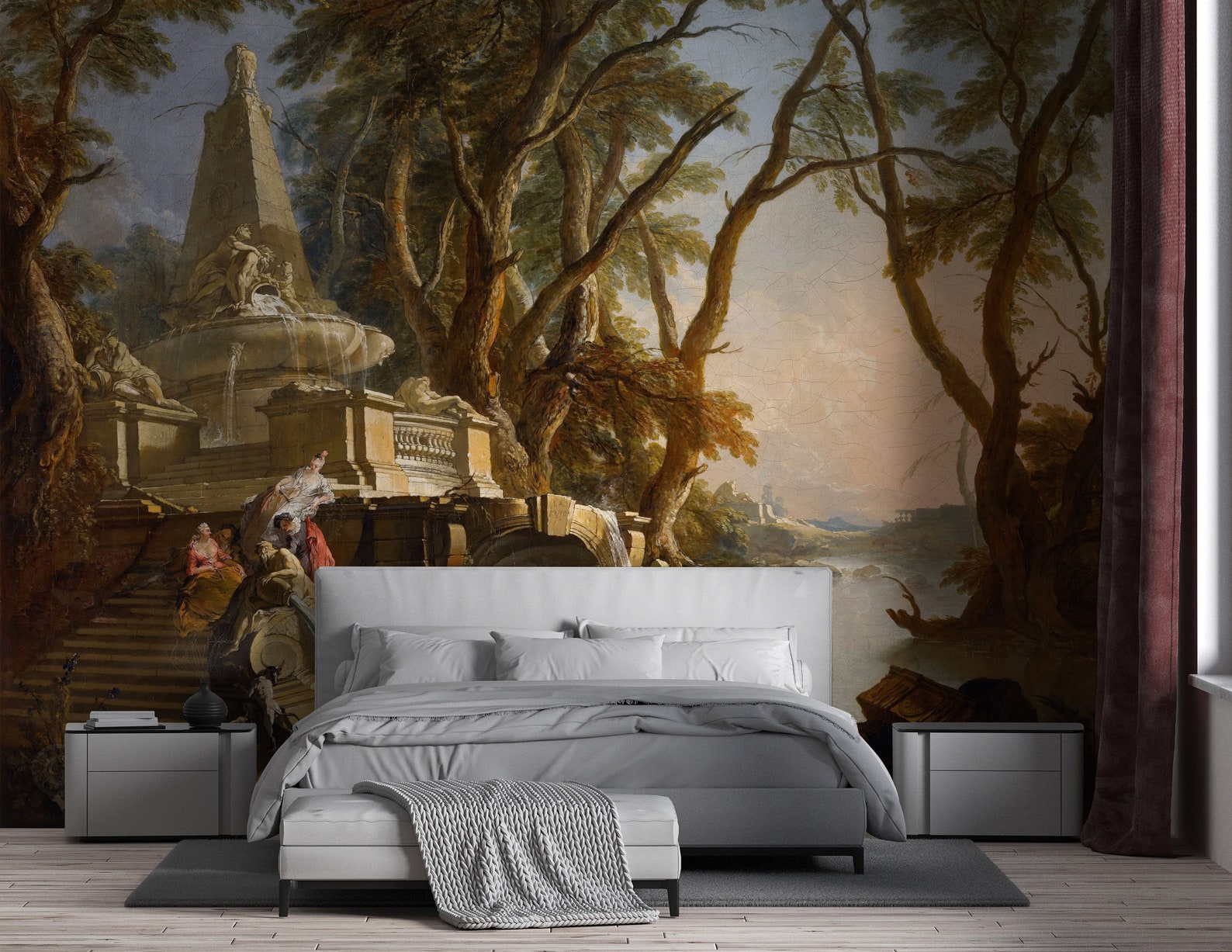 Landscape Wallpaper Peel and Stick, Vintage Historical Wall Mural ...
