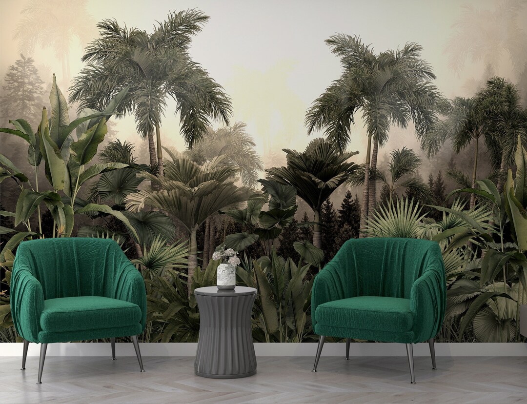 Tropical Wallpaper Peel and Stick, Palm Tree Wallpaper, Tropical Trees ...