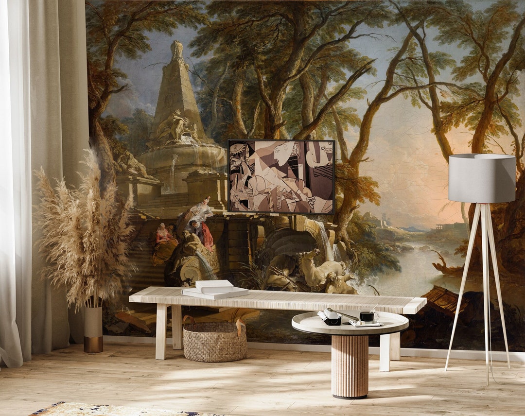 Landscape Wallpaper Peel and Stick, Vintage Historical Wall Mural ...