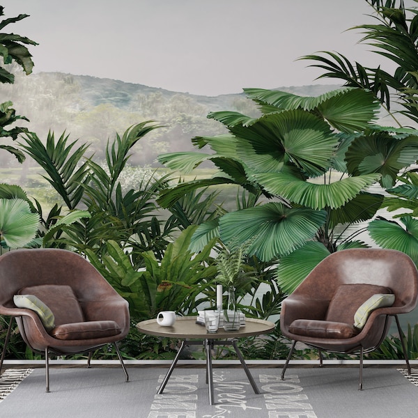 Tropical Plant Mural - Etsy