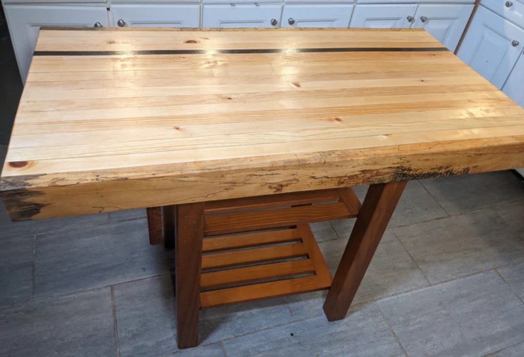 Butcher Block Kitchen Island Tabletop legs Customizable - Etsy