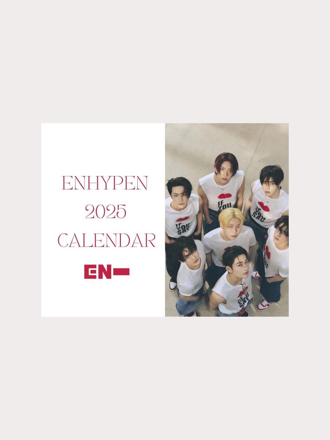 Enhypen K-pop 2025 Wall Calendar 12 Month Wall Calendar - Etsy