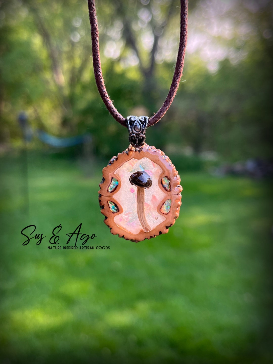 Real Mushroom Necklace for Women, Forestcore Jewelry, Glow in the Dark ...