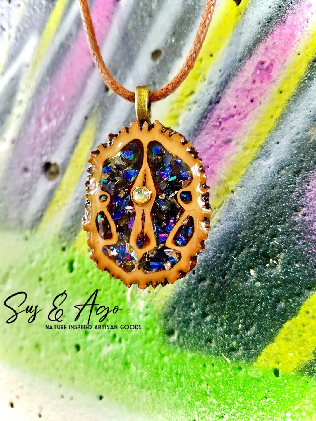Crushed Shell and Opal Black Walnut Mothers Day Gift Unique - Etsy