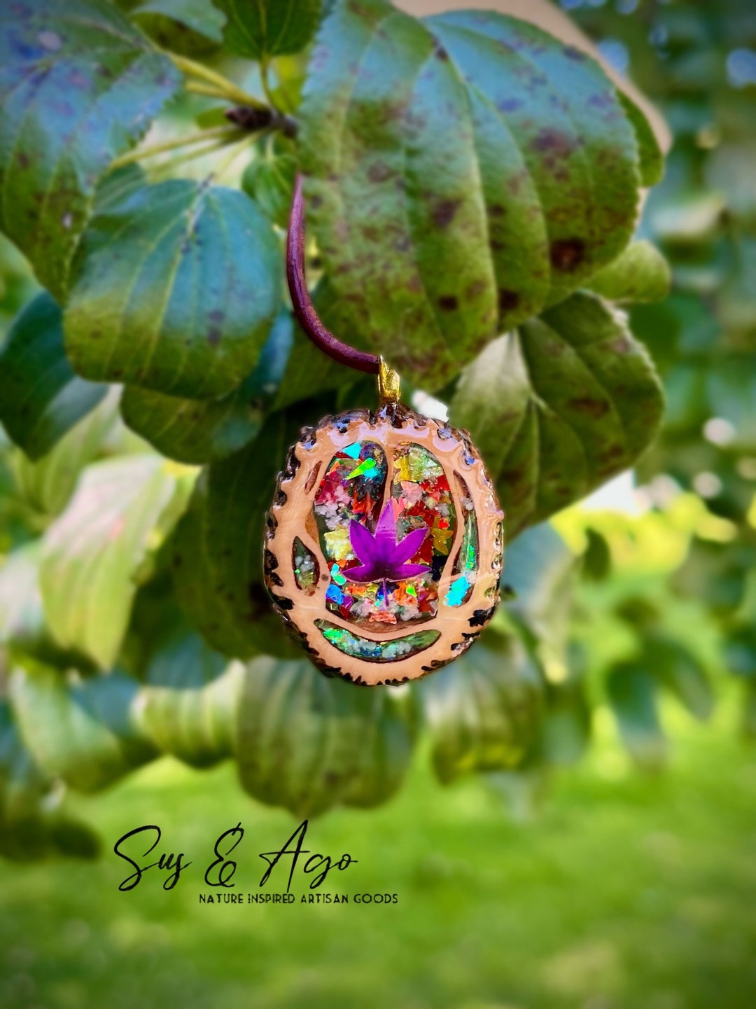 Autumn Leaves Glowing Walnut Nature Jewelry Pendant Fall - Etsy