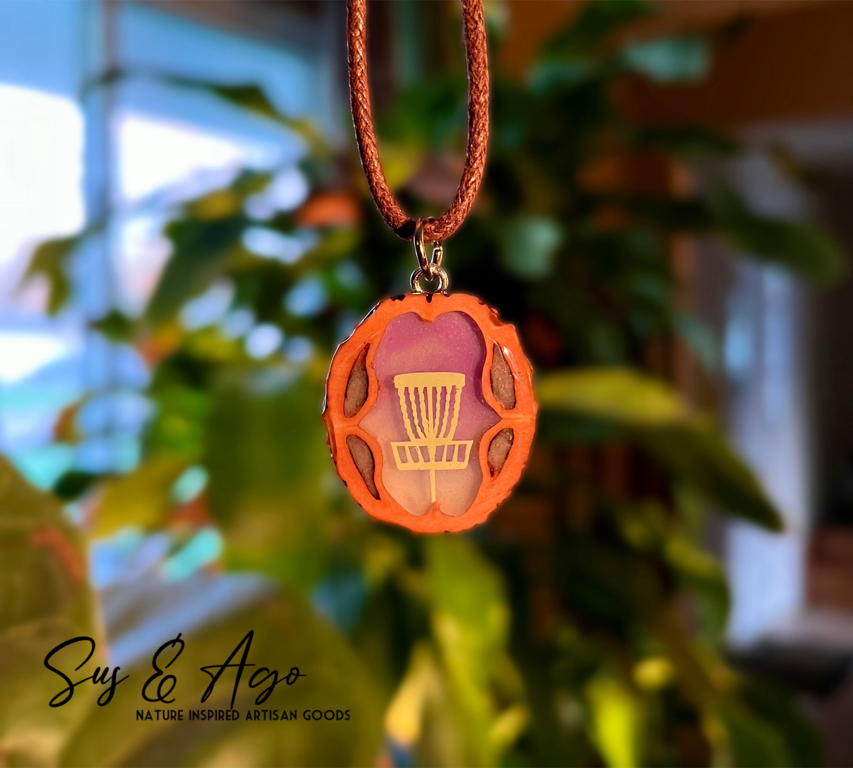 Purple Marble Glow in the Dark Disc Golf Basket Walnut Pendant - Etsy