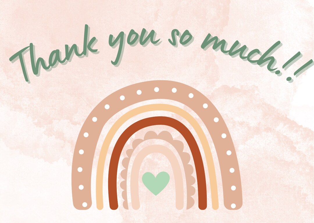Thank You Card, Neutral Rainbow - Etsy