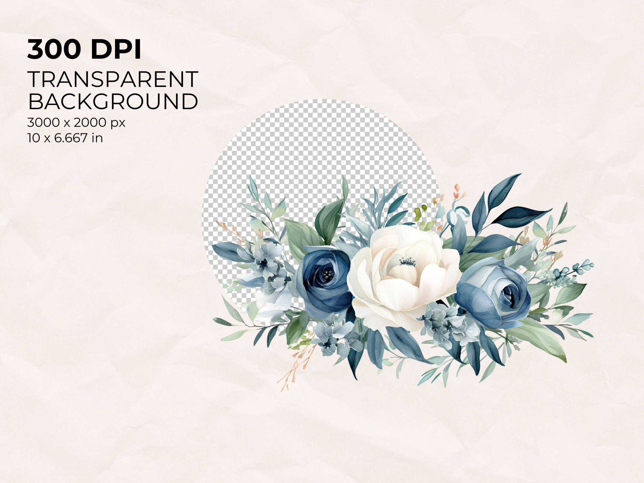 Boho Blue Floral Clipart, Boho Blue Bouquet, Watercolor Clip Art for ...