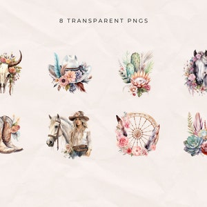 Watercolor Western Clip Art Bundle, Cowgirl Clip Art, Western PNG ...