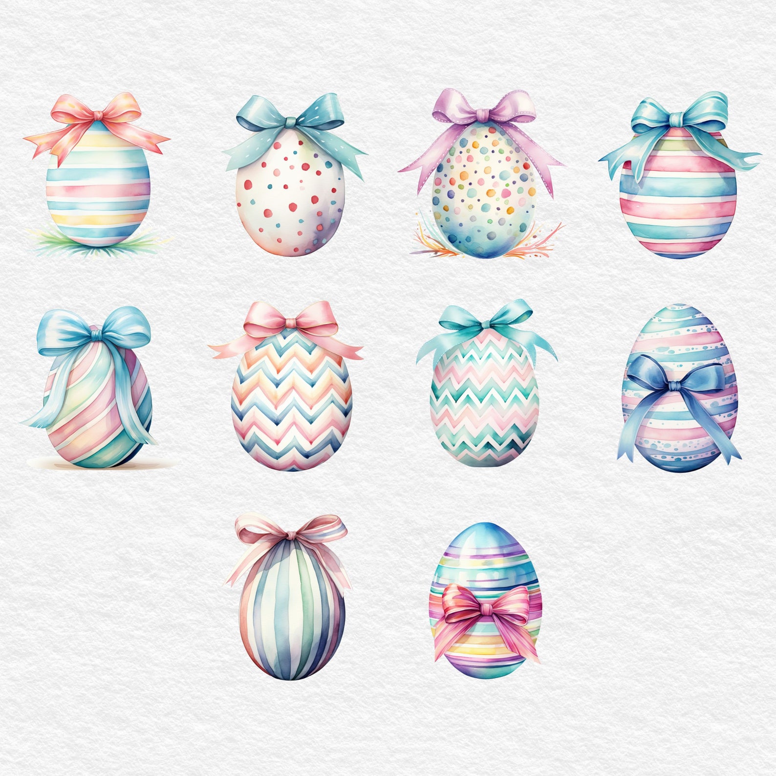 Watercolor Pastel Easter Eggs Clipart: PNG Bundle (digital Download) - Etsy