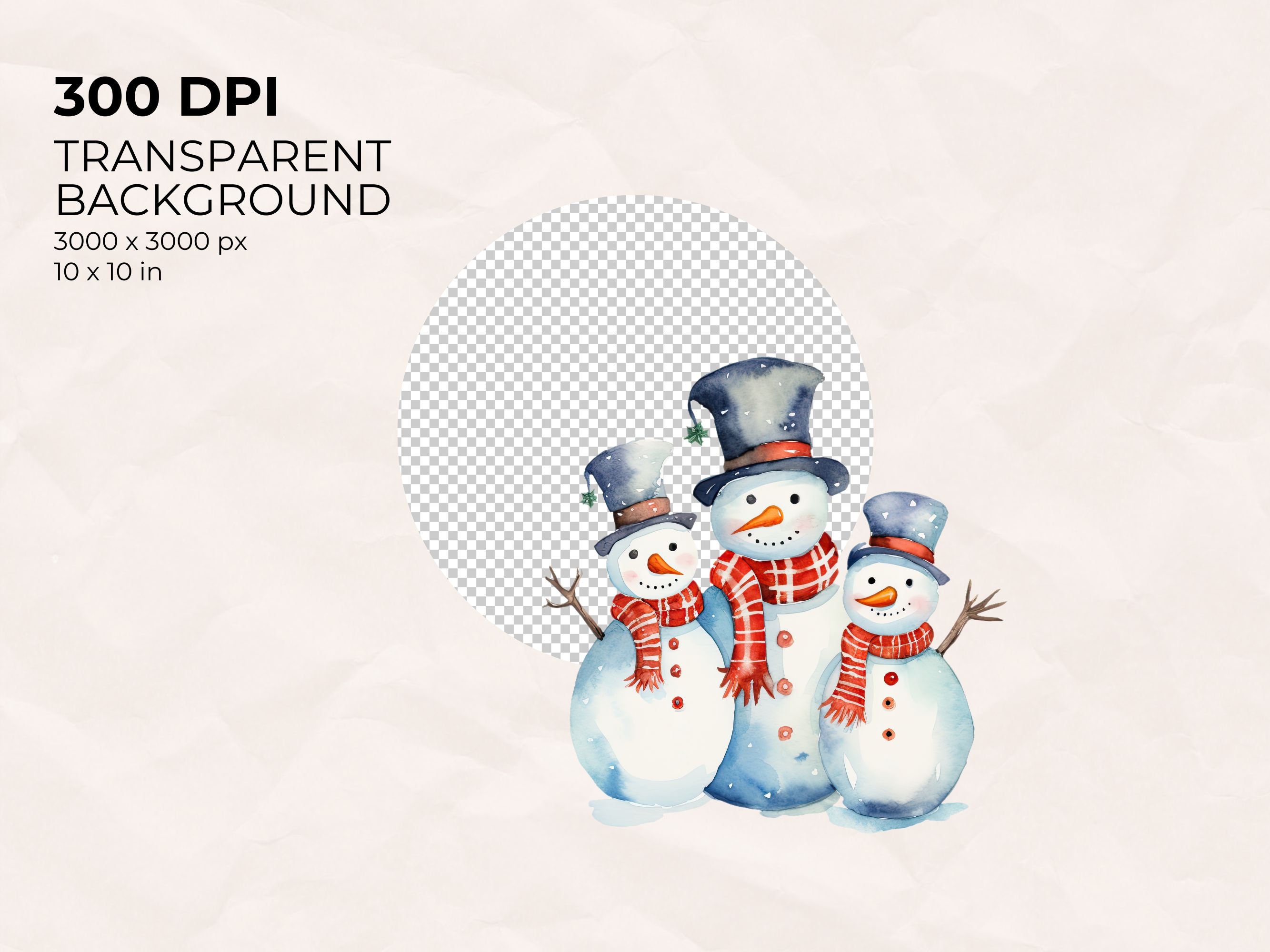 Watercolor Snowman Clipart Bundle: Christmas PNG Graphics (digital ...